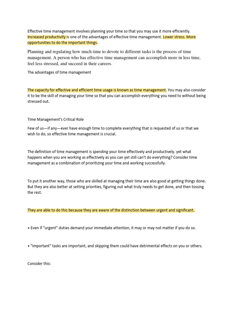 Effective Time Management Strategies | PDF | Time Management ...