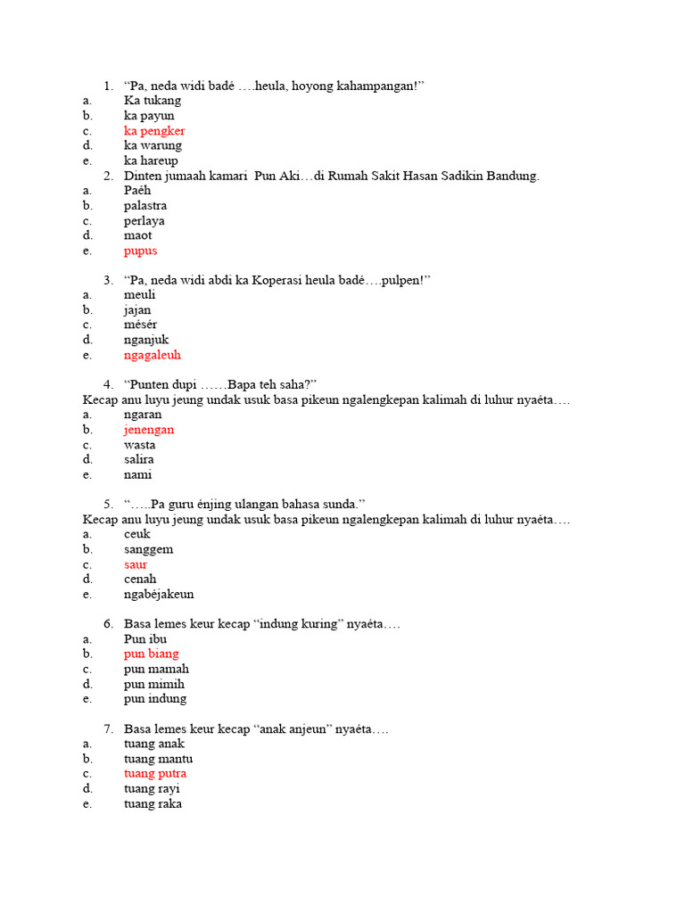 Soal Bahasa Sunda 10 Pdf