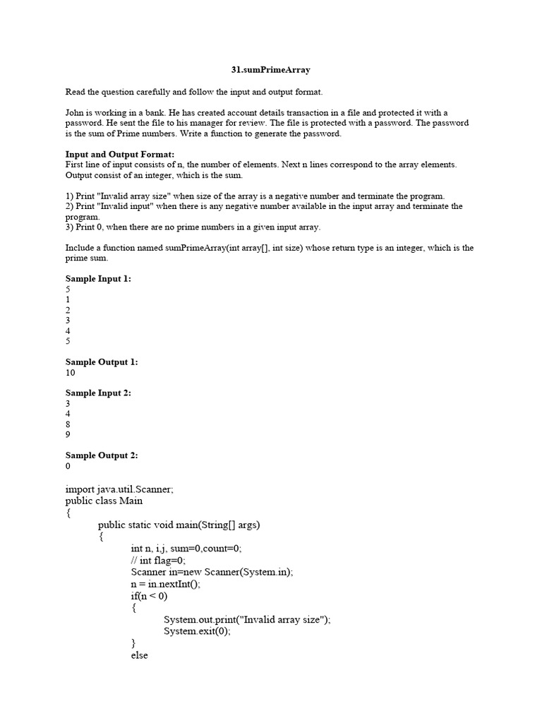 31 Sumprimearray Pdf Integer Computer Science Parameter Computer Programming
