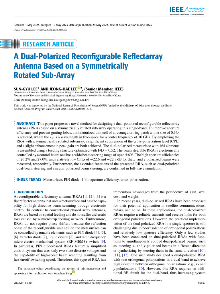 A Dual Polarized Reconfigurable Reflectarray Antenna Based On A Symmetrically Rotated Sub Array