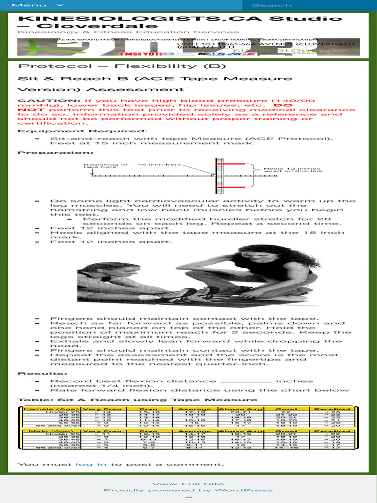 Flexibility Test Guide for Kinesiologists | PDF | Finger | Foot