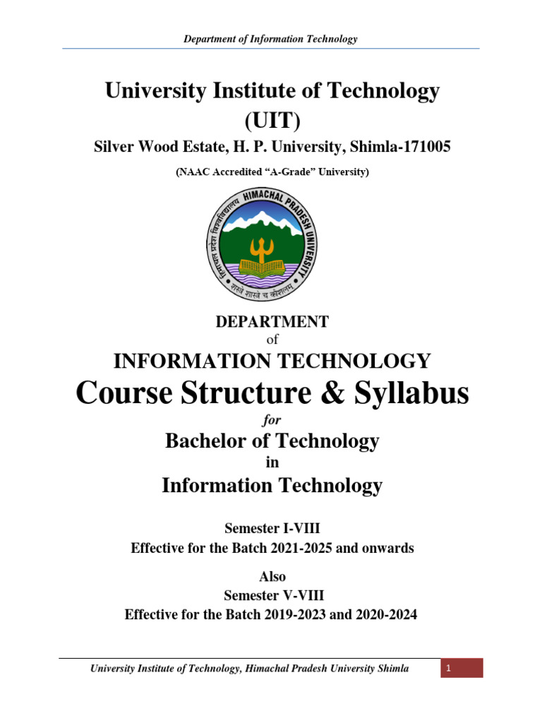 Course Structure & Syllabus: University Institute of Technology (UIT ...