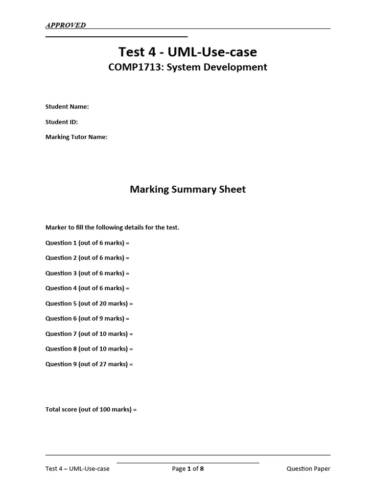 Use Case Quiz Q | PDF | Use Case | Software Engineering