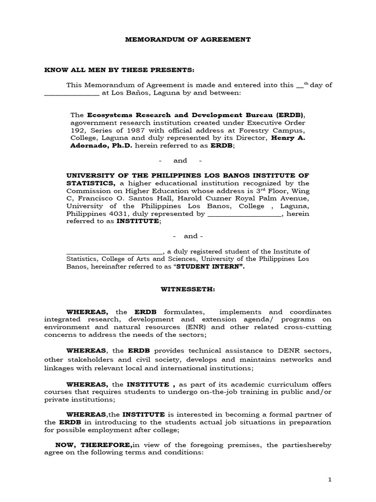 Internship MOA - upLBStat | PDF | Justice | Crime & Violence