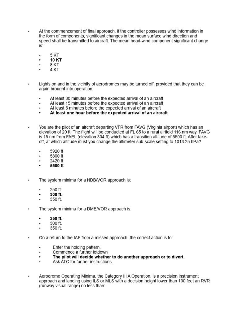 IROPS - Procedures Questions 1 | PDF | Aeronautics | Transport
