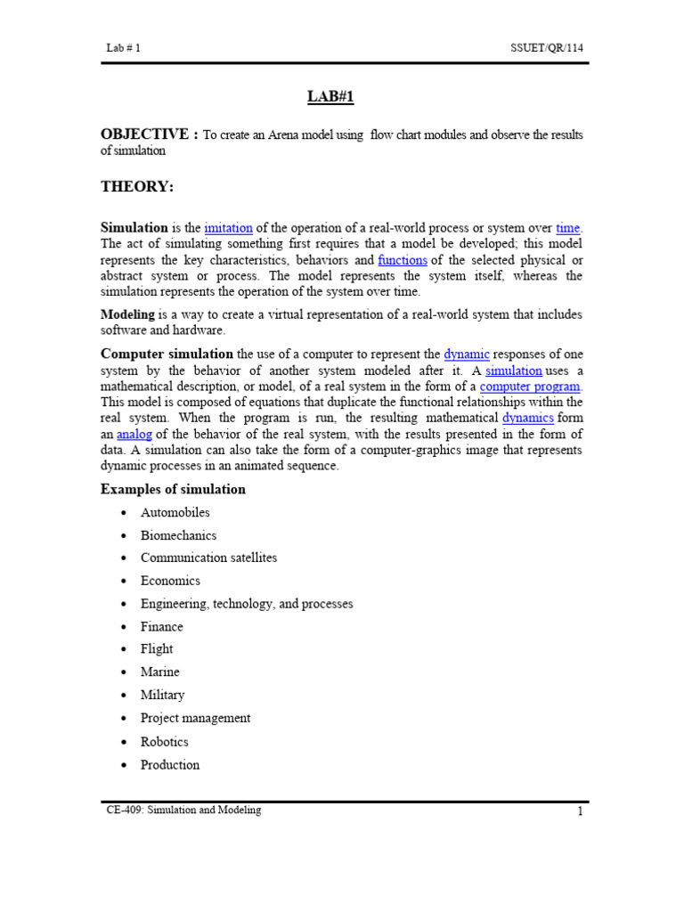 LAB 1 SM | PDF | Simulation | Conceptual Model