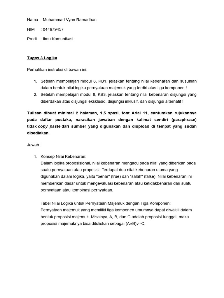 Tugas 3 Logika | PDF