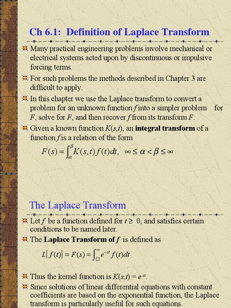 Definition of Laplace Transform | PDF