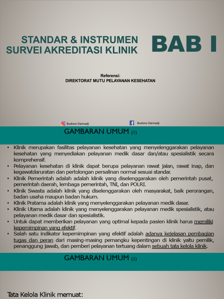 Standar Akreditasi Klinik Bab I | PDF
