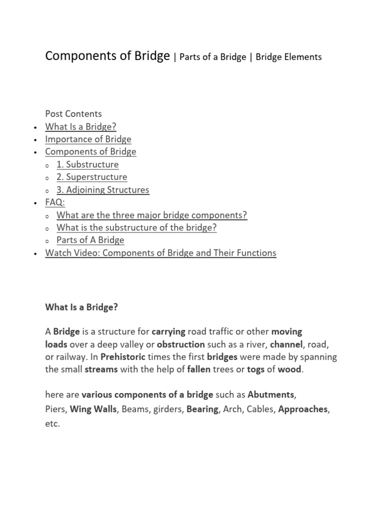 Components of Bridge | PDF | Bridge | Beam (Structure)