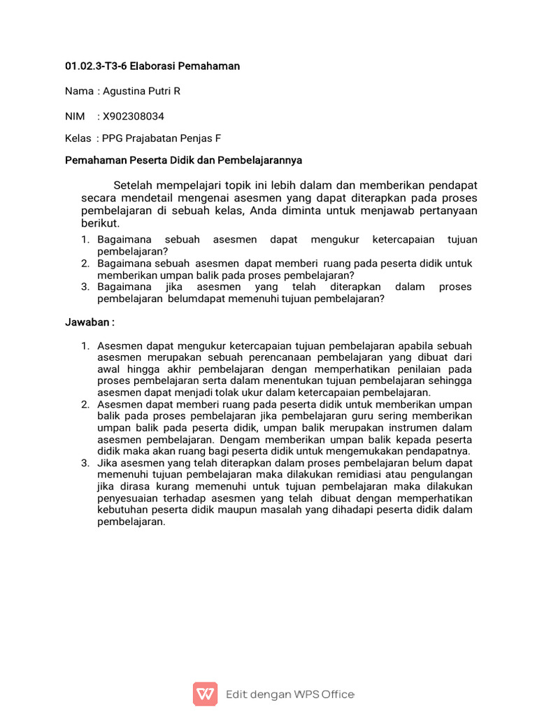 T3-6 Elaborasi Pemahaman - PPDP | PDF | Karier & Perkembangan | Sains & Matematika