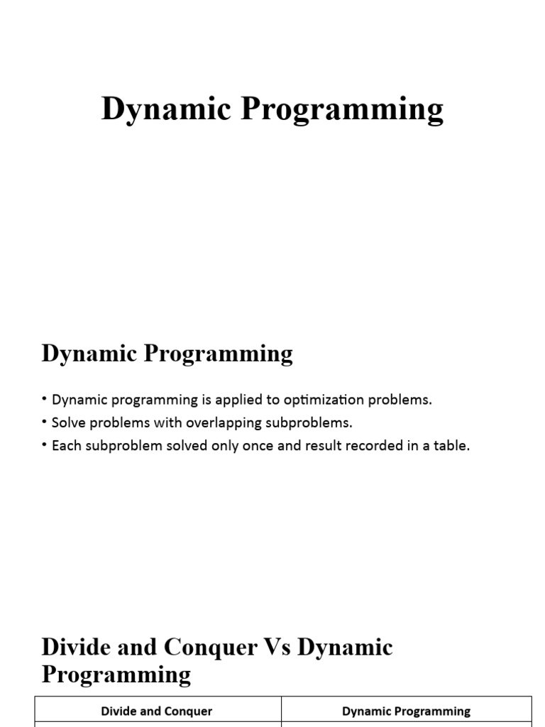 Dynamic Programming | PDF | Dynamic Programming | Mathematical Optimization Dynamic Programming | PDF | Dynamic Programming | Mathematical Optimization