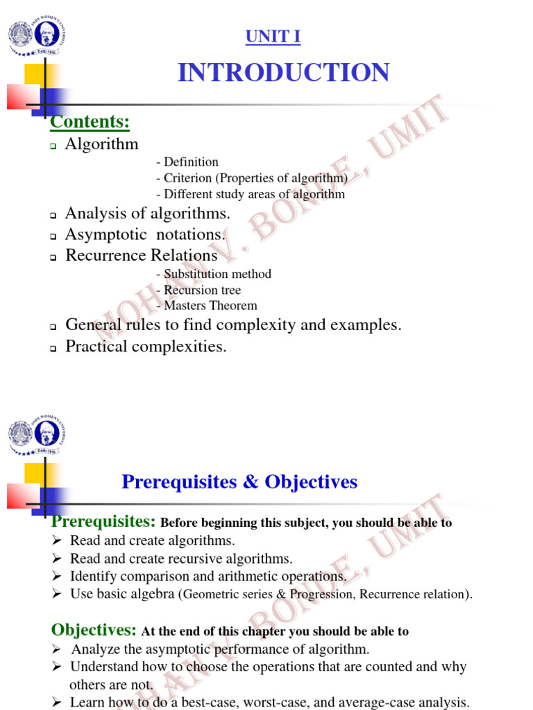 DAA Introduction WM | PDF | Algorithms | Theory Of Computation