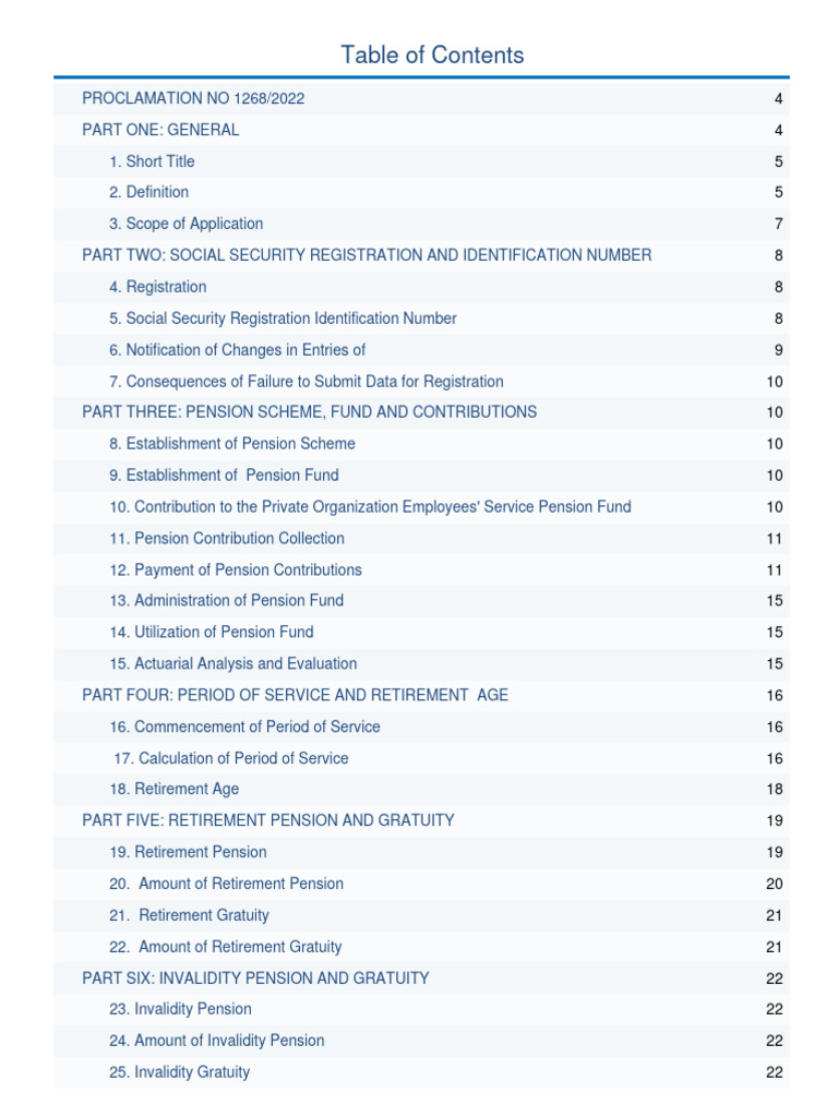 Ethiopia Private Organization Employees Pension Proclamation No. 1268 ...