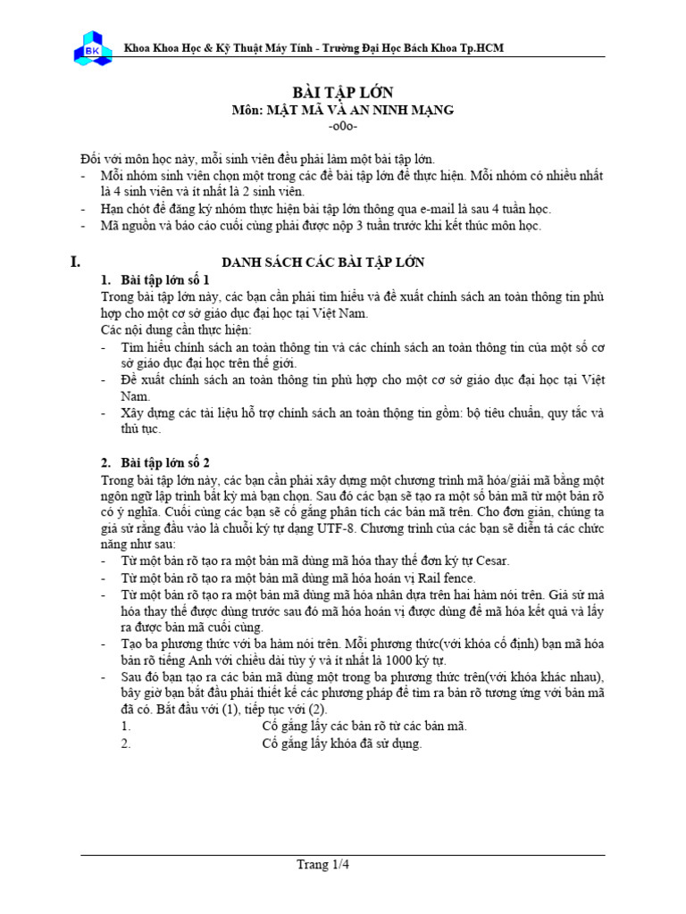 Bai Tap Lon HK 2023-2024 | PDF