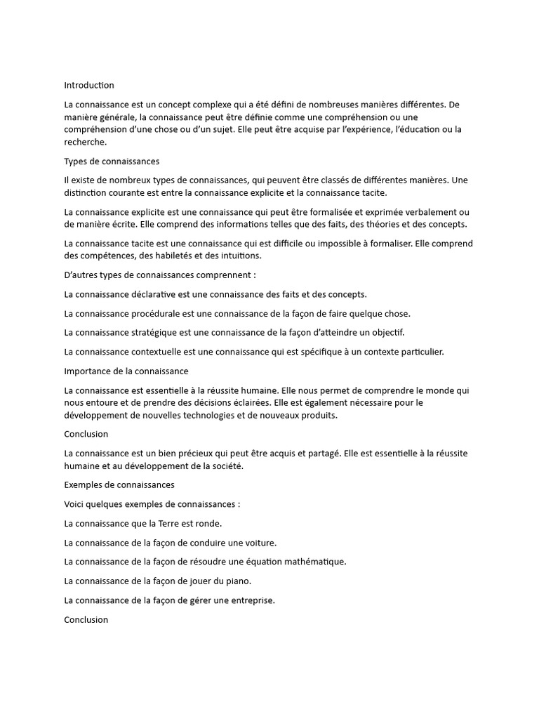 Savoir Et Connaissances | PDF | Science | Connaissances