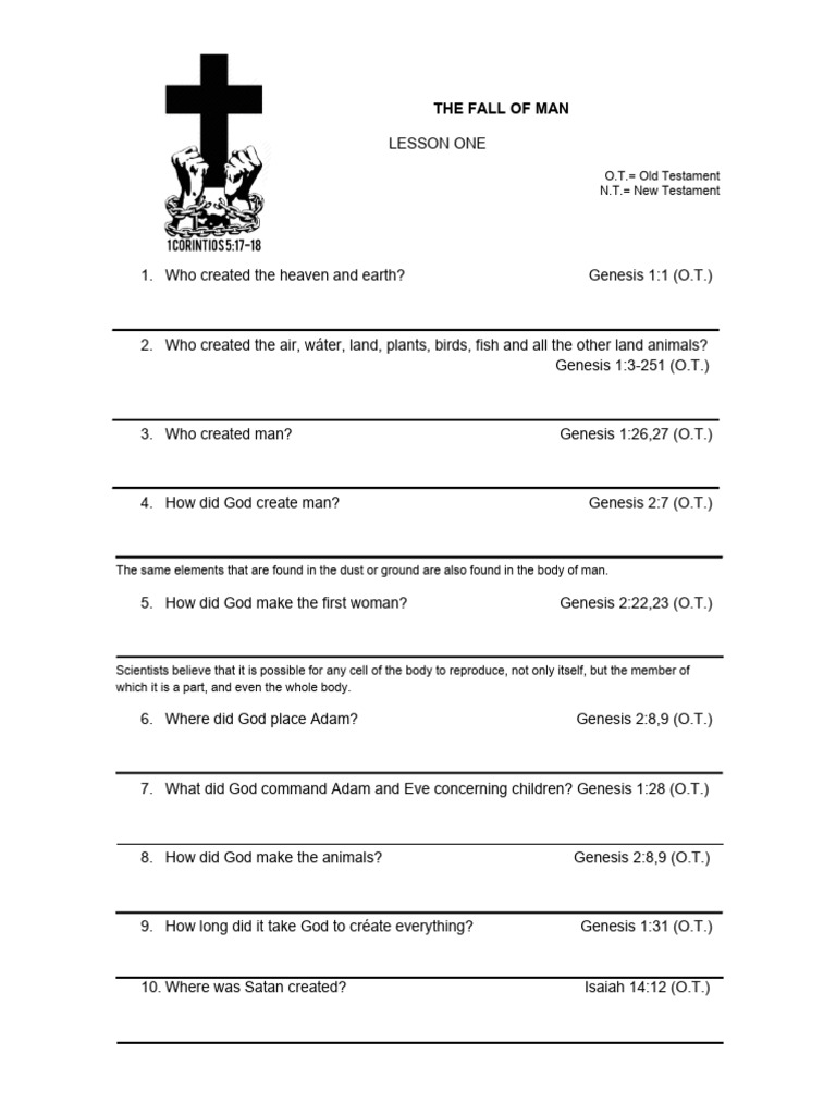 Lesson 1 THE FALL OF MAN | PDF | Adam And Eve | Satan