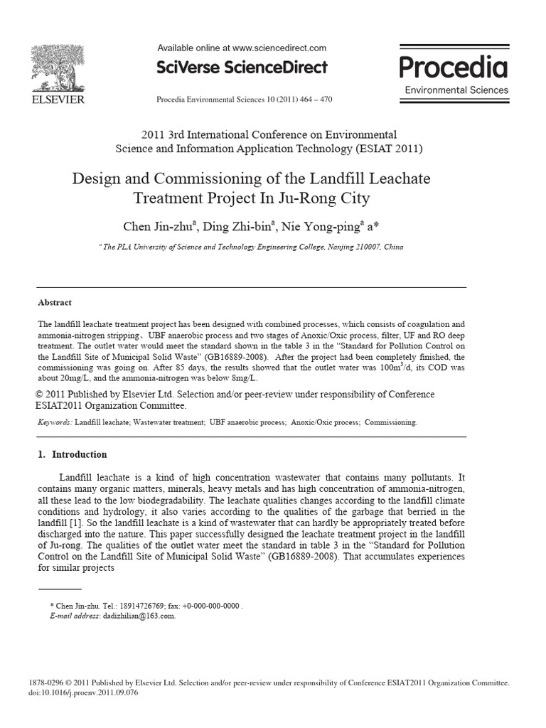 Design and Commissioning of The Landfill Leachate | PDF | Landfill ...