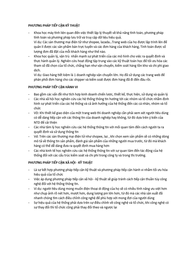HTTTQL PP TIẾP CẬN KỸ THUẬT | PDF