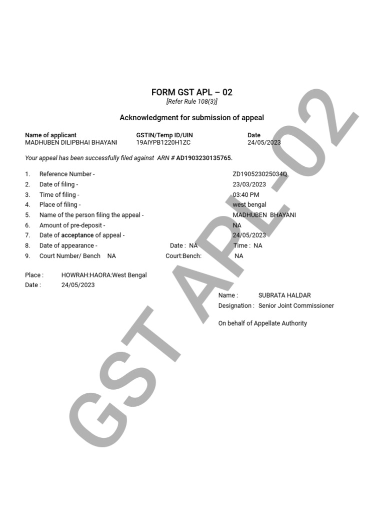 GST Apl-02 | PDF