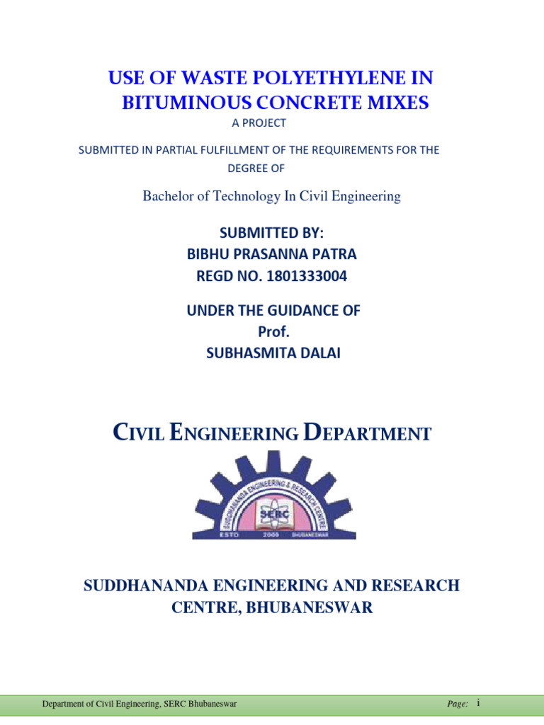 Use of Waste Polyethylene in Bituminous Concrete Mixes | PDF | Physical Sciences | Engineering