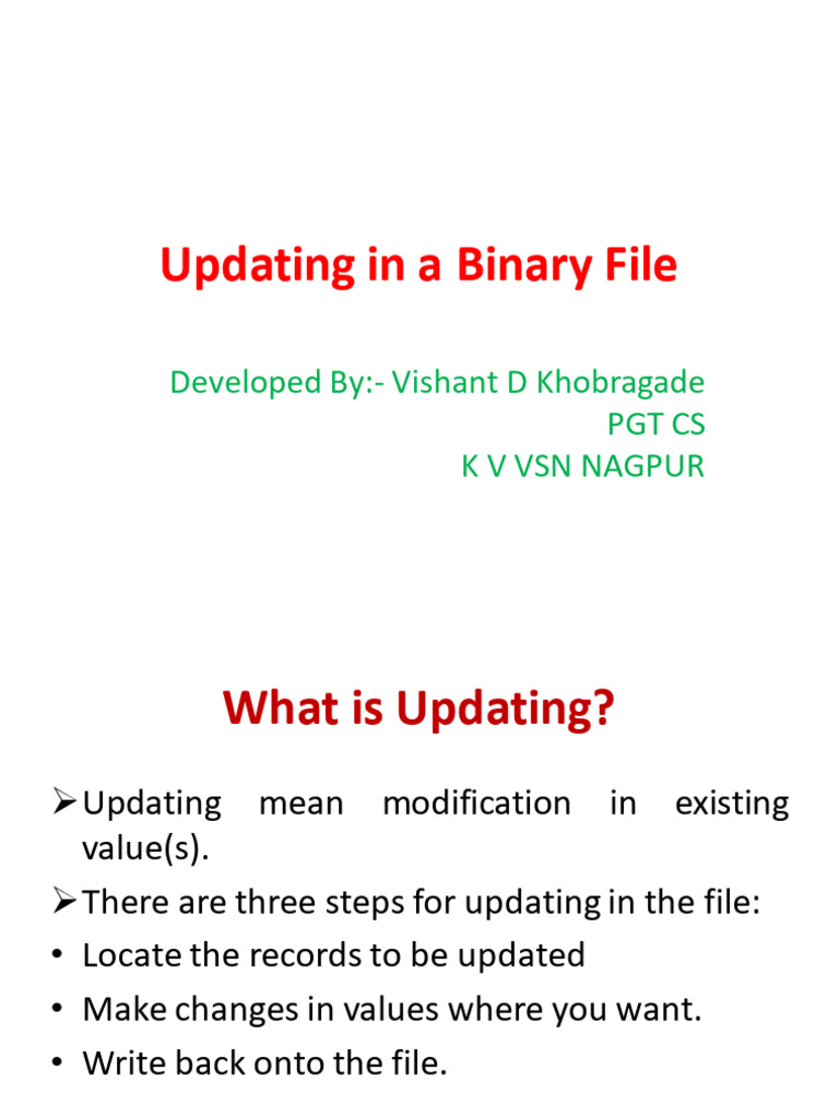 Updating in A Binary File | PDF | Pointer (Computer Programming) | Text ...