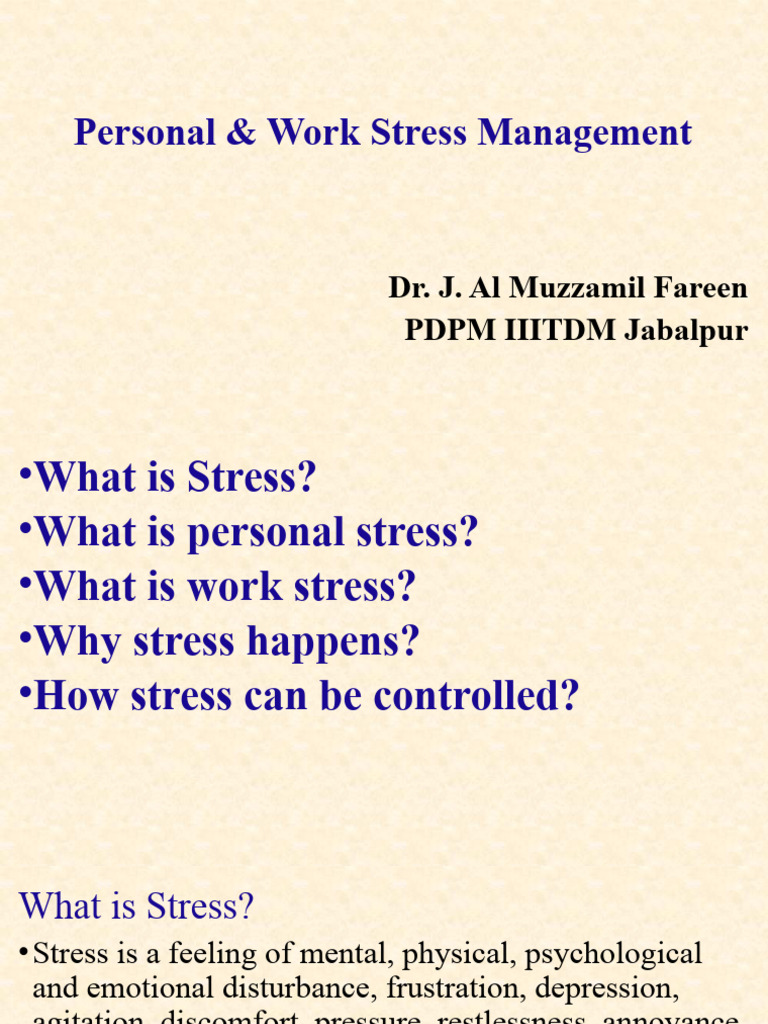 Persoal & Work Stress Management | PDF | Stress (Biology) | Stress Management