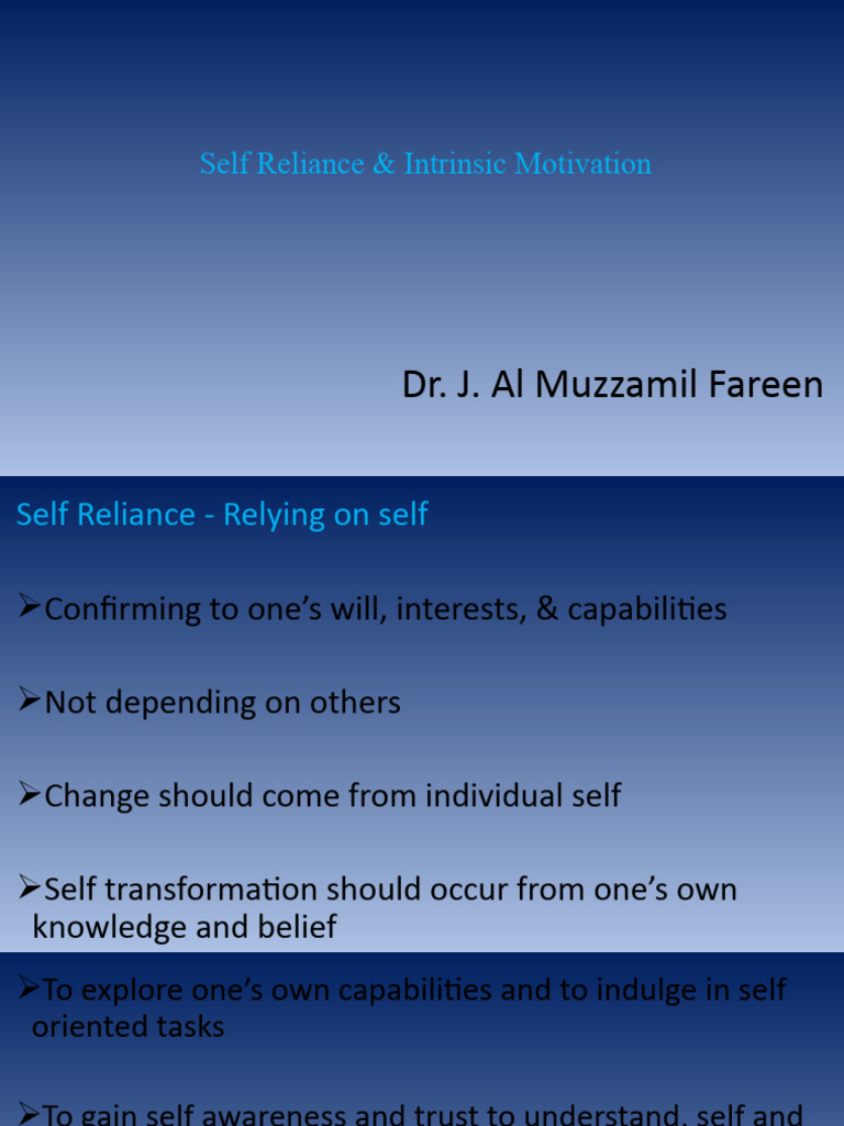 Self Reliance & Intrinsic Motivation | PDF