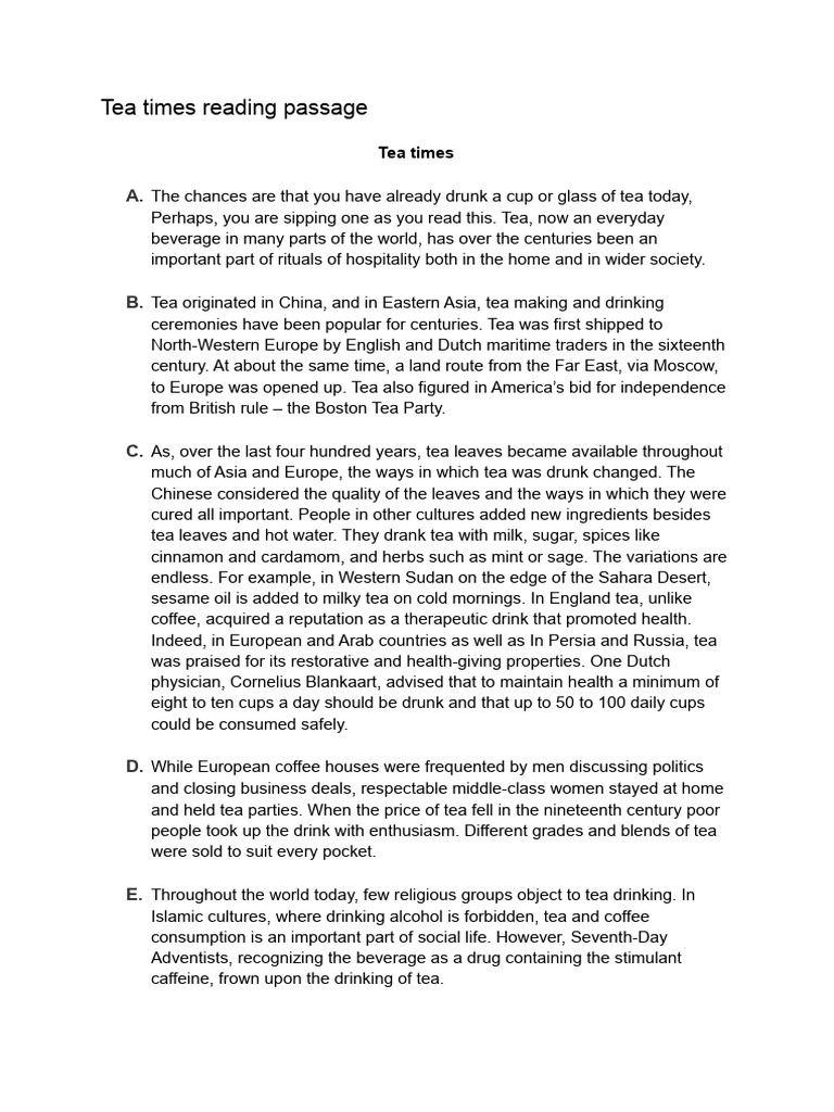 A Brief History of Tea | PDF | Tea | Drink