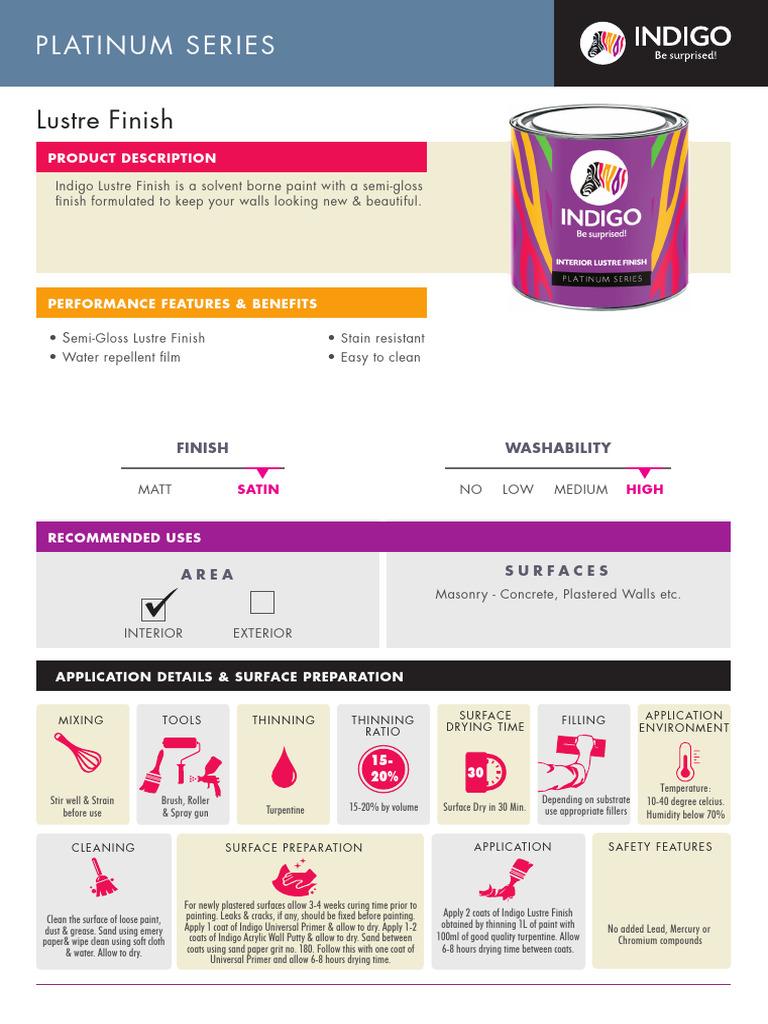 Lustre Finish Platinum Series | PDF | Paint | Materials