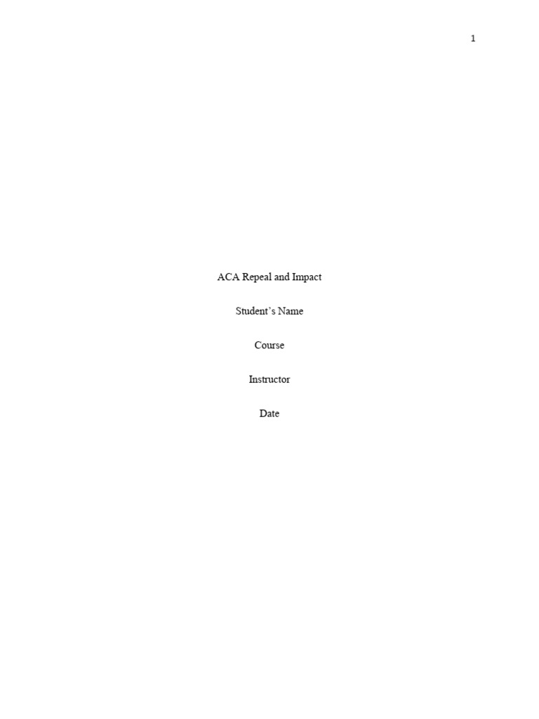 ACA Repeal and Impact | PDF | Health Care
