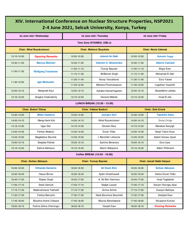 NSP2021 Timetable 2 | PDF