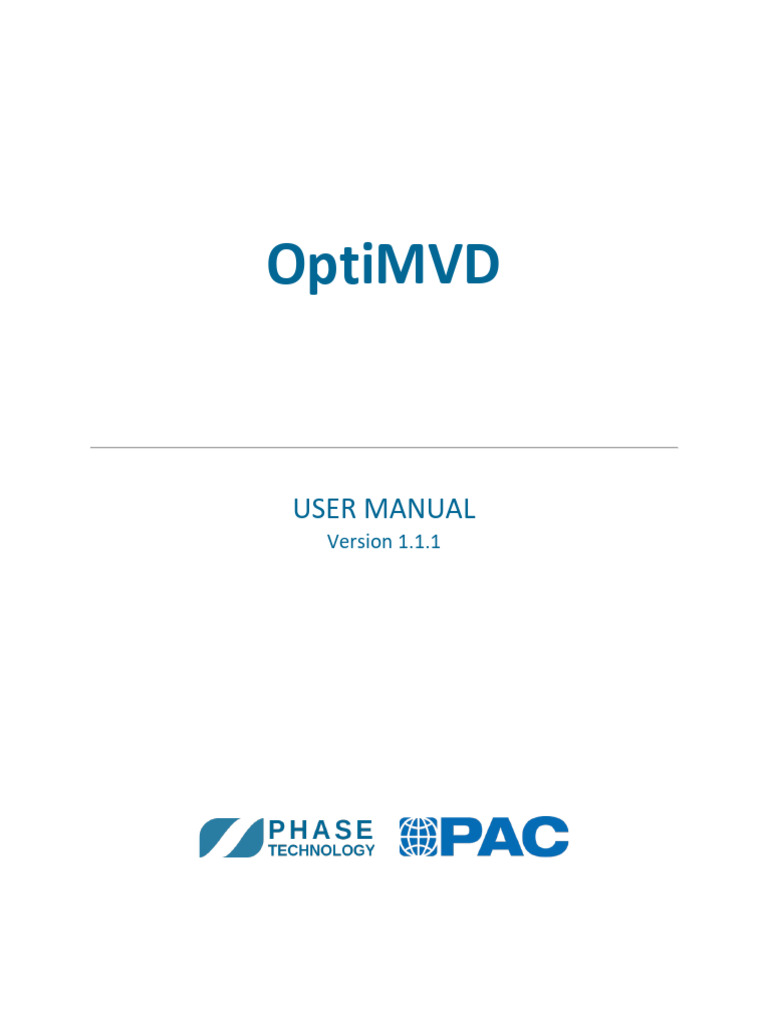 Phase Technology PAC OptiMVD User Manual | PDF | Login | Password