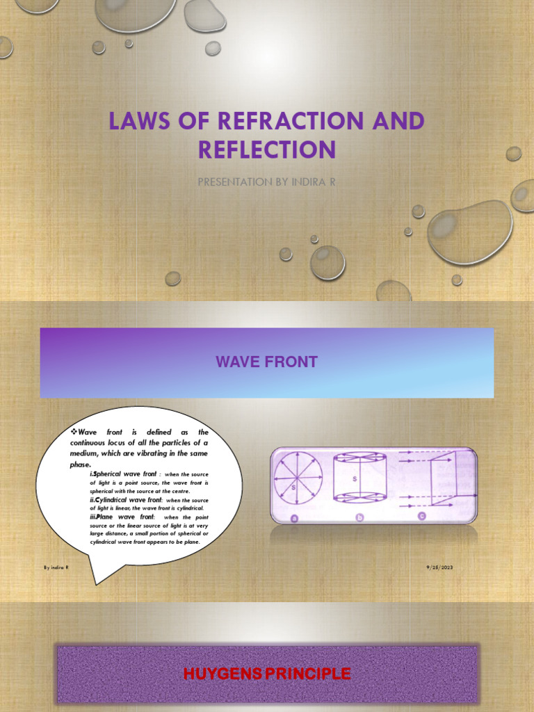 Huygens Principle and Laws of Rfraction and Reflection | PDF | Waves | Refraction