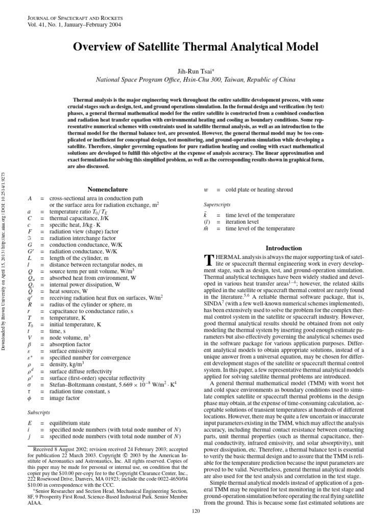 Satellite Thermal Analysis Models | PDF | Thermal Conduction | Heat ...