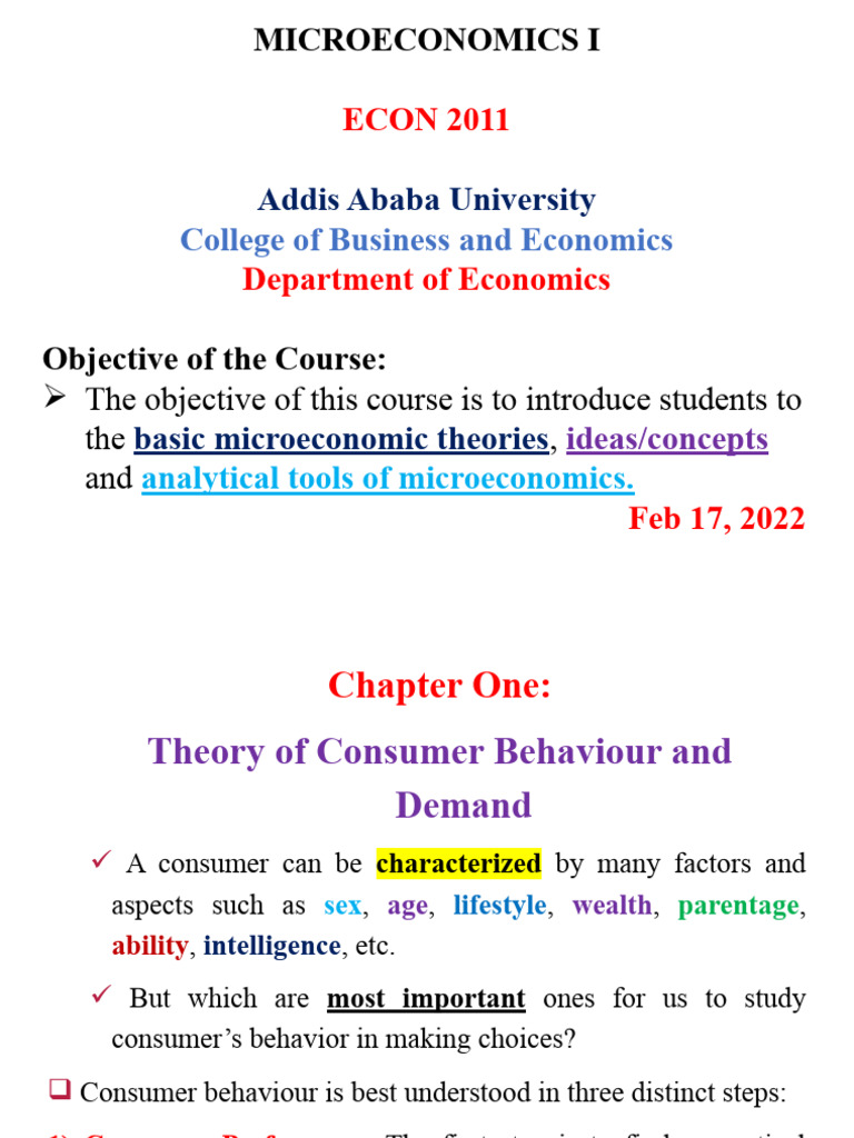 Chapter I Theory of Consumer Behaviour | PDF | Utility | Demand
