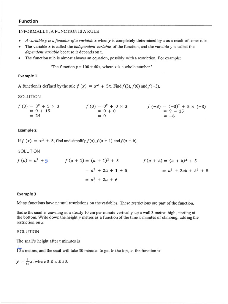 Function - Notes | PDF