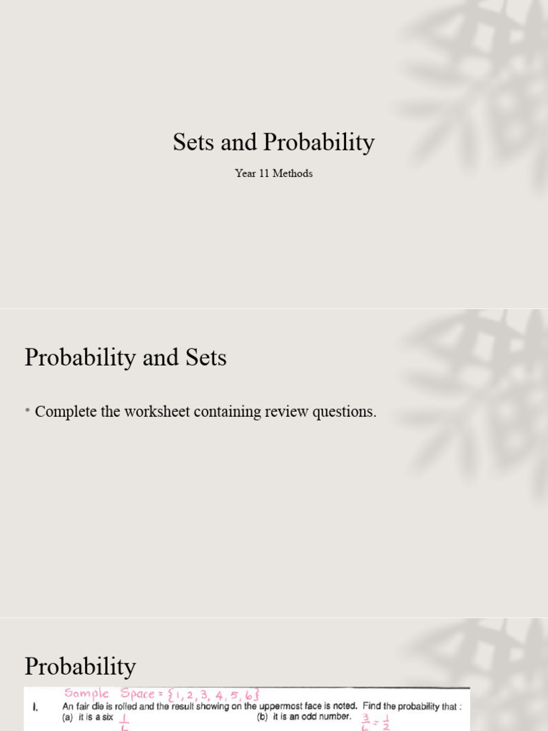 Year 11 Sets & Probability Guide | PDF | Probability | Set (Mathematics)