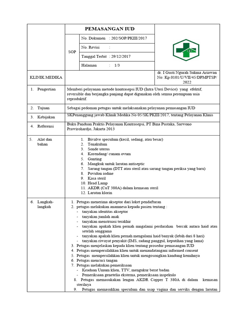 Sop IUD | PDF