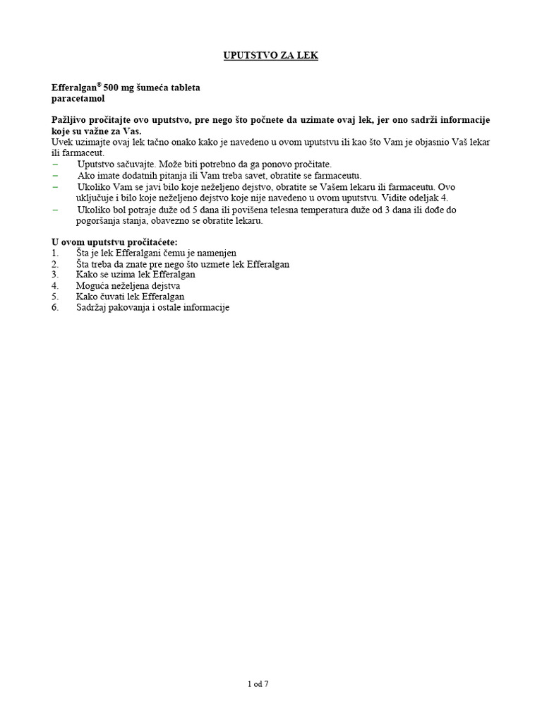 Uputstvo Za Lek | PDF
