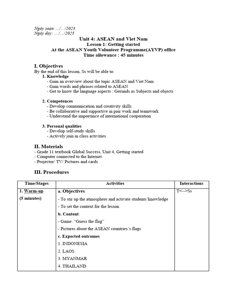 Giáo Án 1 (Getting Started Unit 4) | Download Free PDF | Vocabulary ... Giáo Án 1 (Getting Started Unit 4) | Download Free PDF | Vocabulary ...