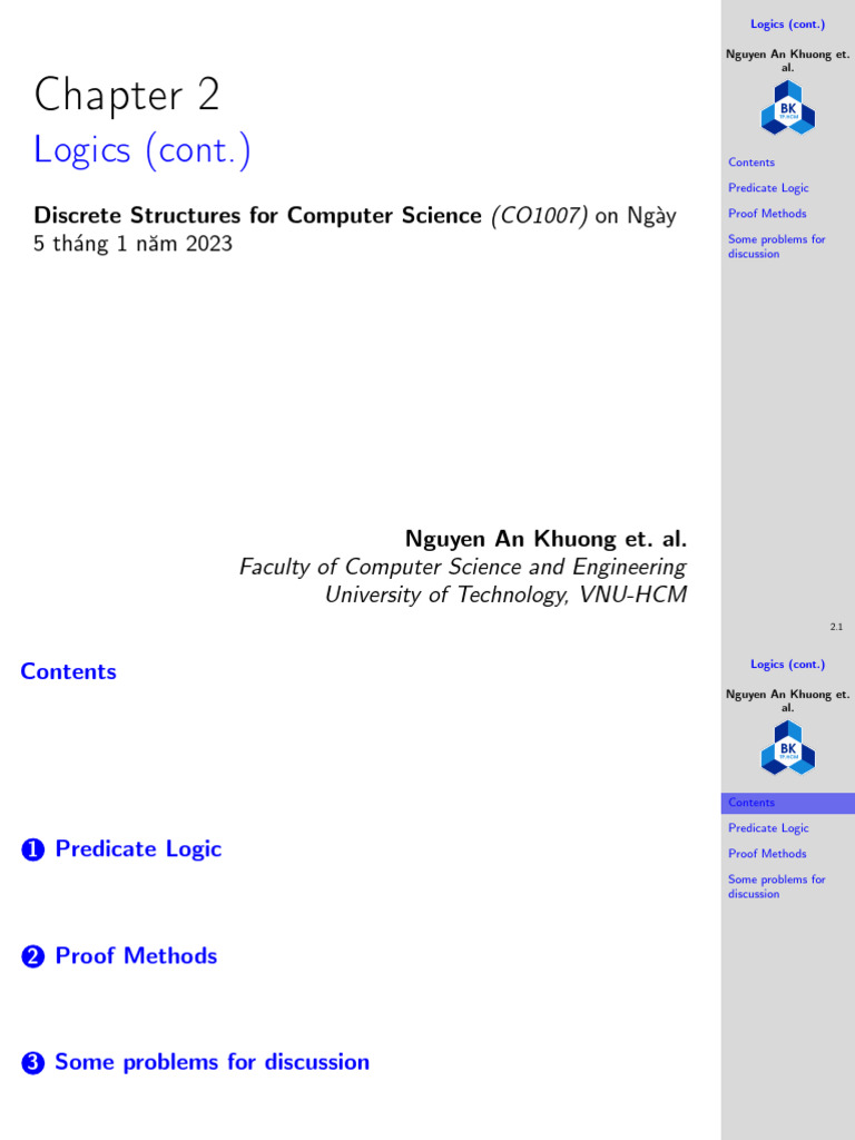 DS Ch2 Predicate Logic and Proving Methods | PDF | Logic | Proposition