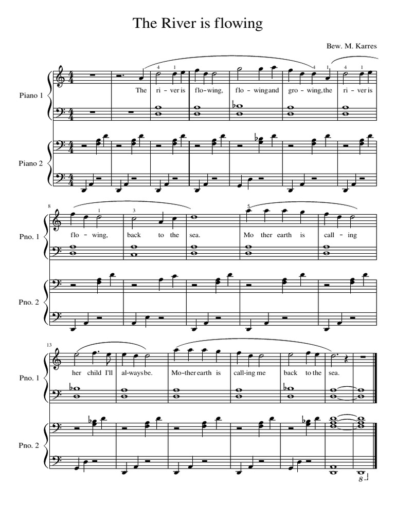 The River Is Flowing Duet Piano Sheet Music | PDF