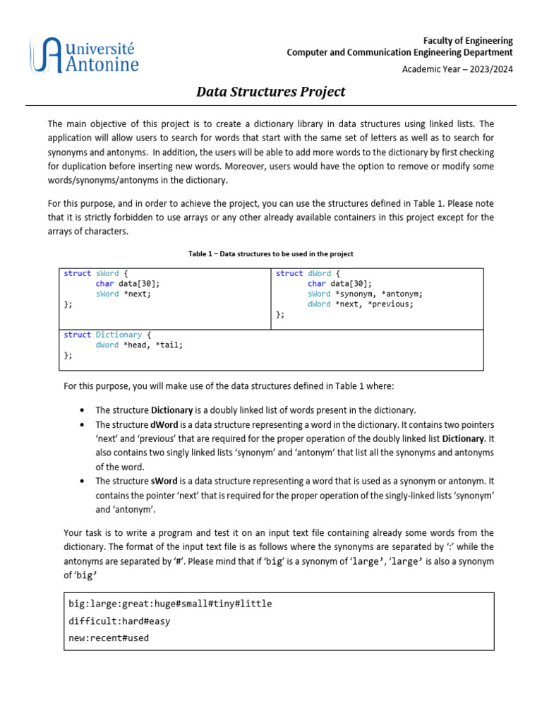 Data Structures Project 2023 | PDF | Software Engineering | Computer ... Data Structures Project 2023 | PDF | Software Engineering | Computer ...