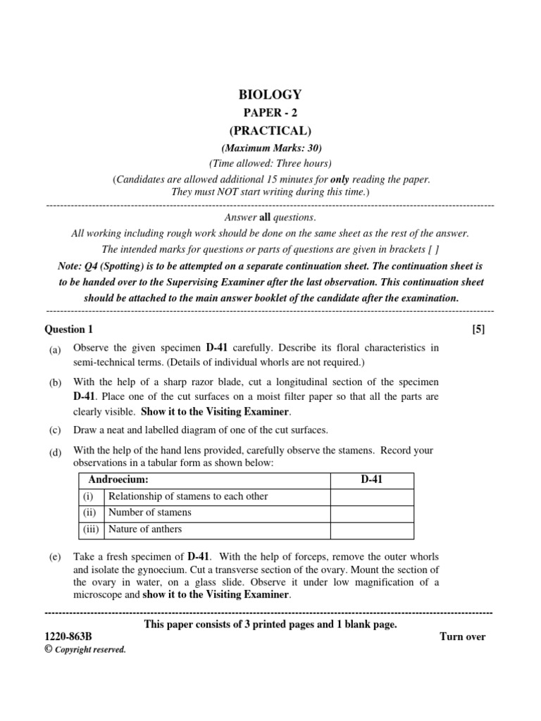 BIOLOGY Paper 2 QP | PDF | Ph | Chemistry