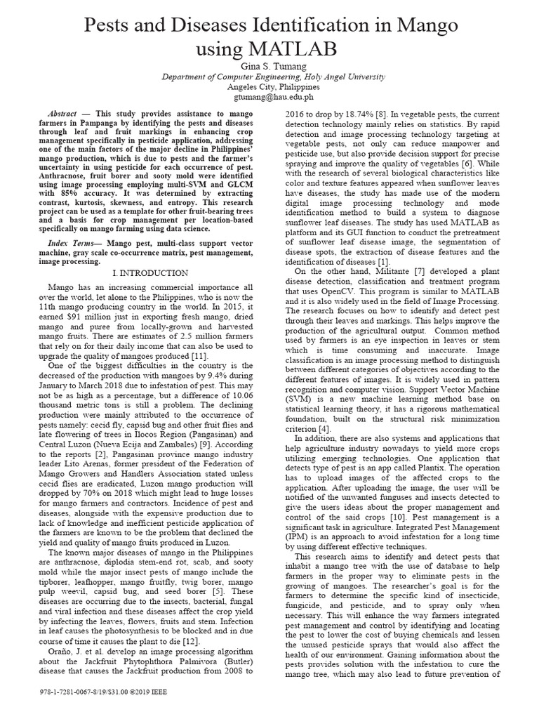 Pests and Diseases Identification in Mango | PDF | Image Segmentation ...