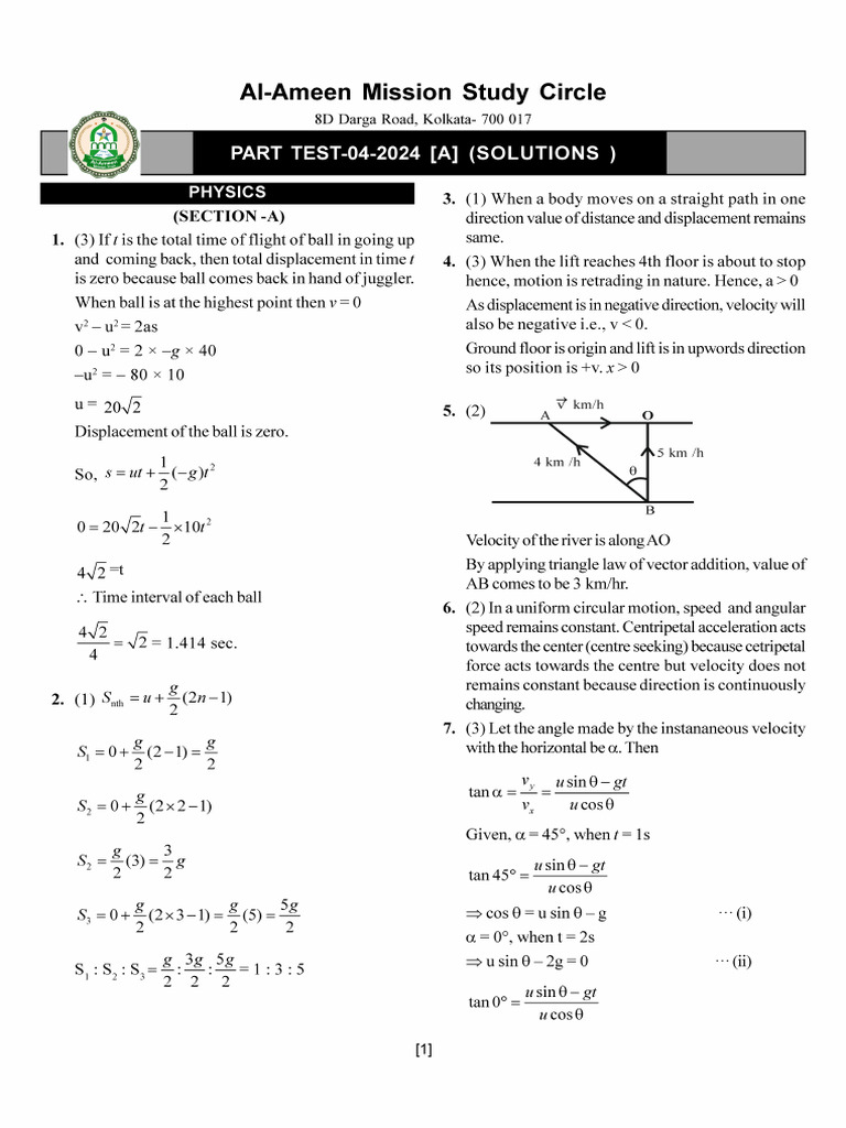 Set A. Part Test 04 Solutions (2024) | PDF