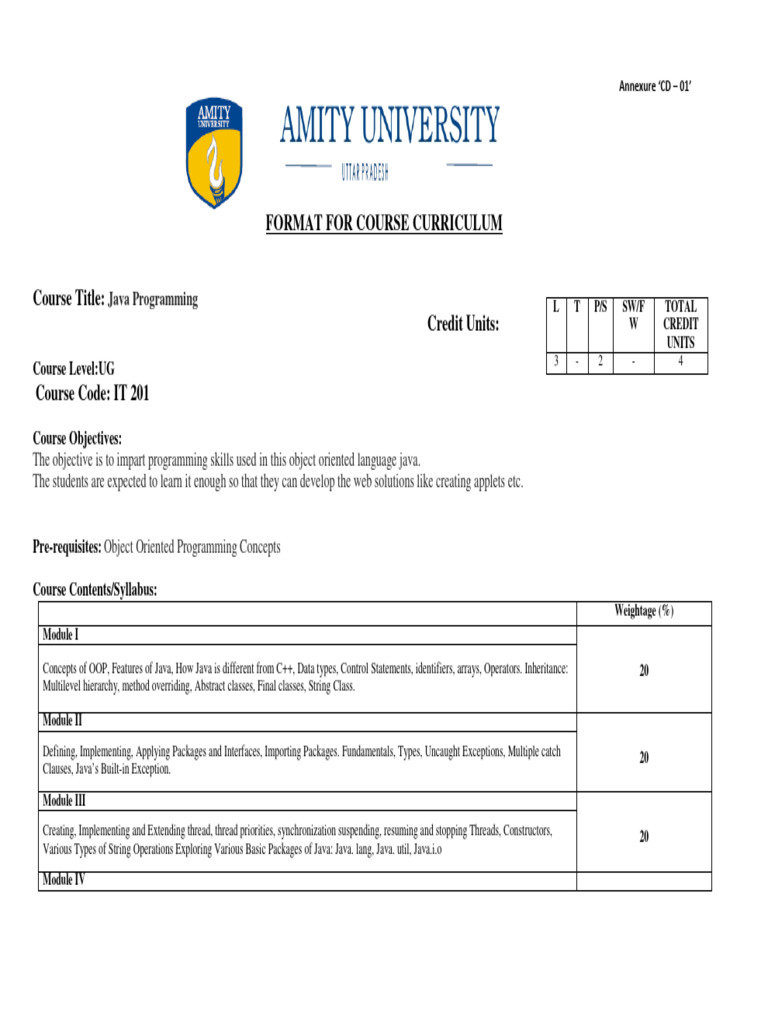 Java Programming Course Curriculum | PDF | Class (Computer Programming ...