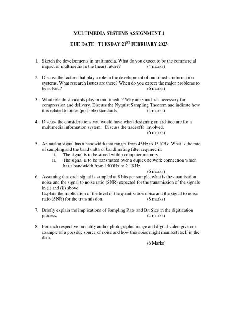 Multimedia Systems Ass1 Feb 2023 | PDF | Games & Activities | Computers
