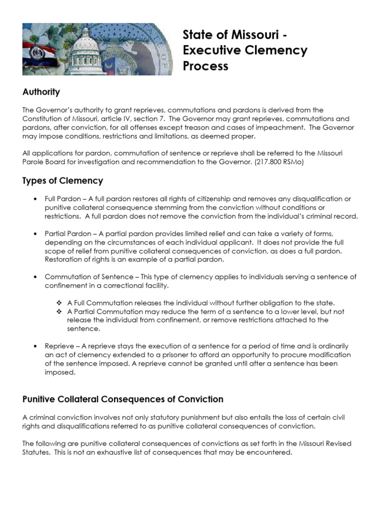 Executive Clemency Information Sheet 1-1-20 | PDF | Pardon | Felony